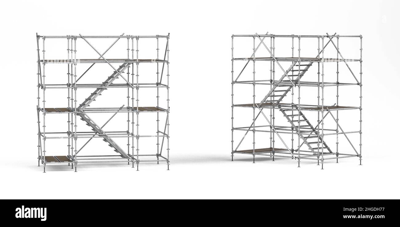 Scaffolding used in construction isolated on white background - 3d ...