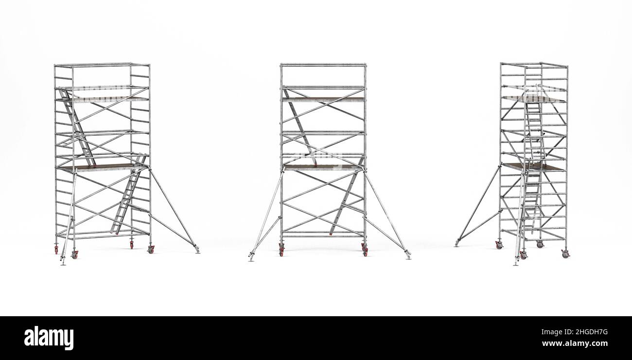 Scaffolding used in construction isolated on white background - 3d ...