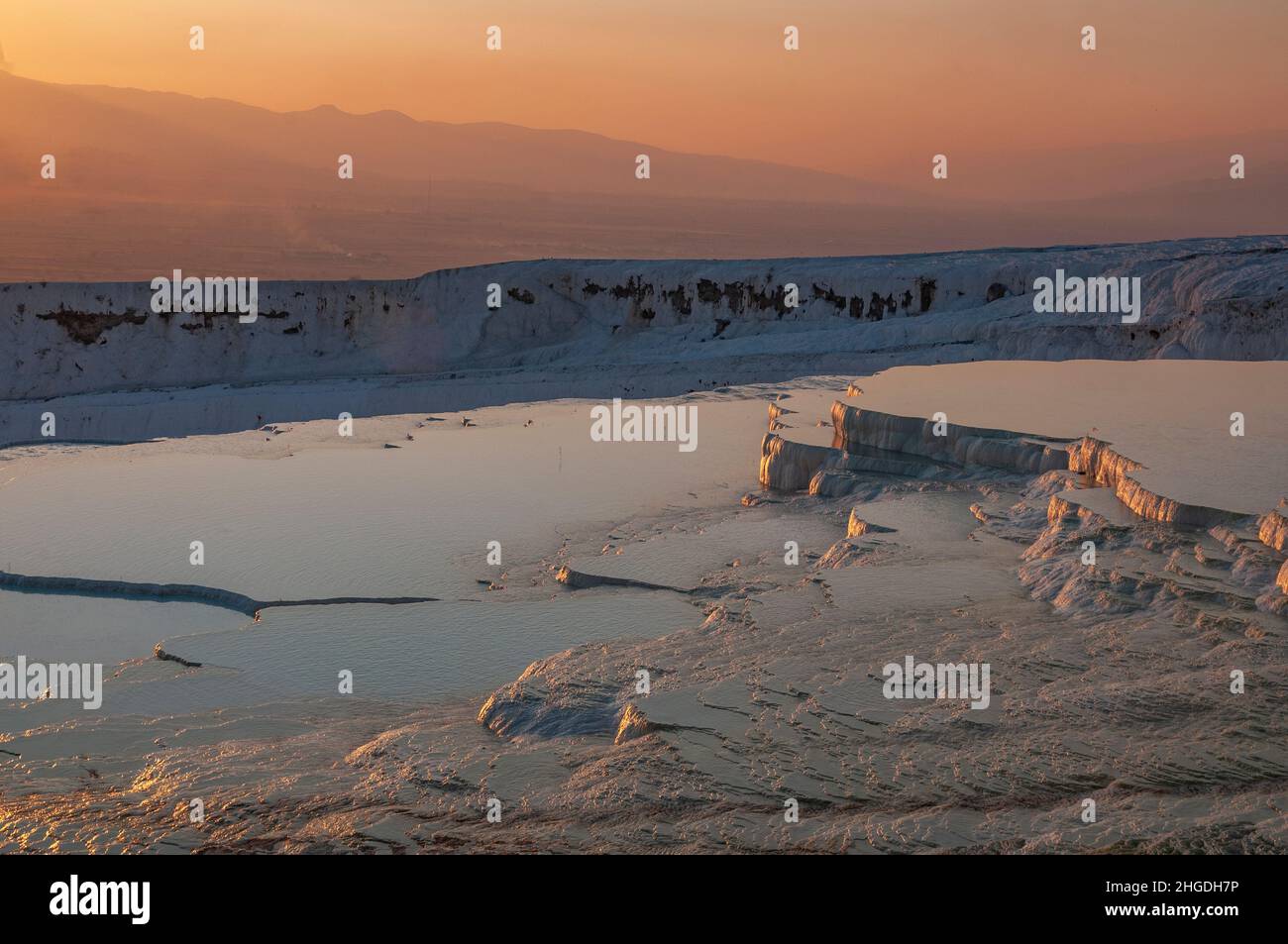 Travertine Terrace Formations at Pamukkale town in Denizli Province of ...