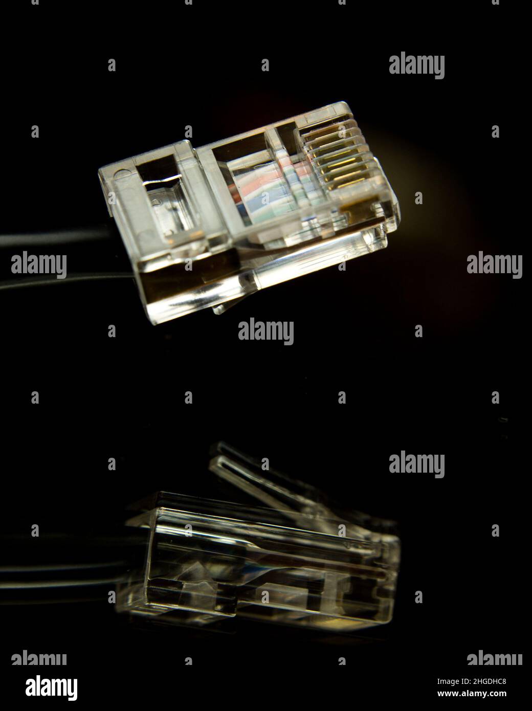 Macro shot of an ethernet cable and its reflection Stock Photo - Alamy