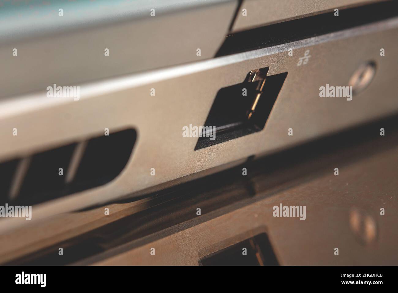 Macro shot of an ethernet port on the back of a laptop Stock Photo - Alamy