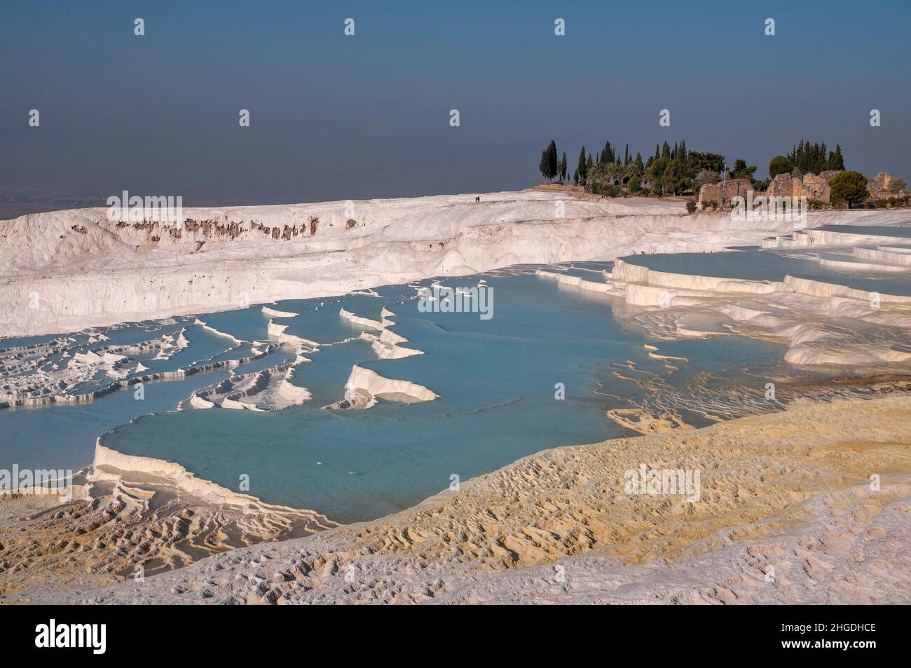 Travertine Terrace Formations at Pamukkale town in Denizli Province of ...