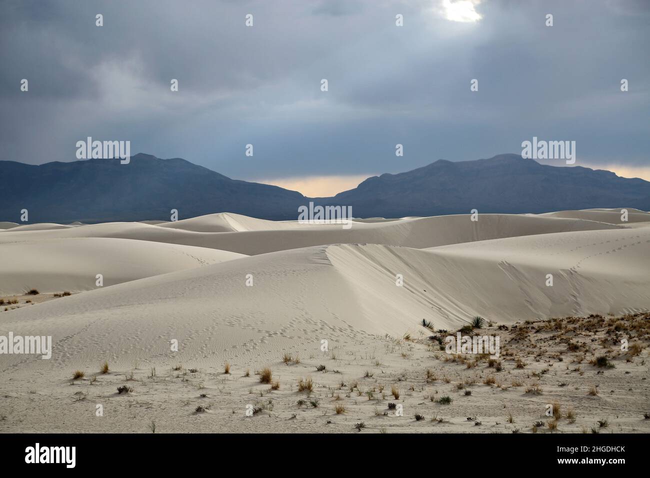 Gypsum desert landscape - White Sands National Park, New Mexico Stock ...