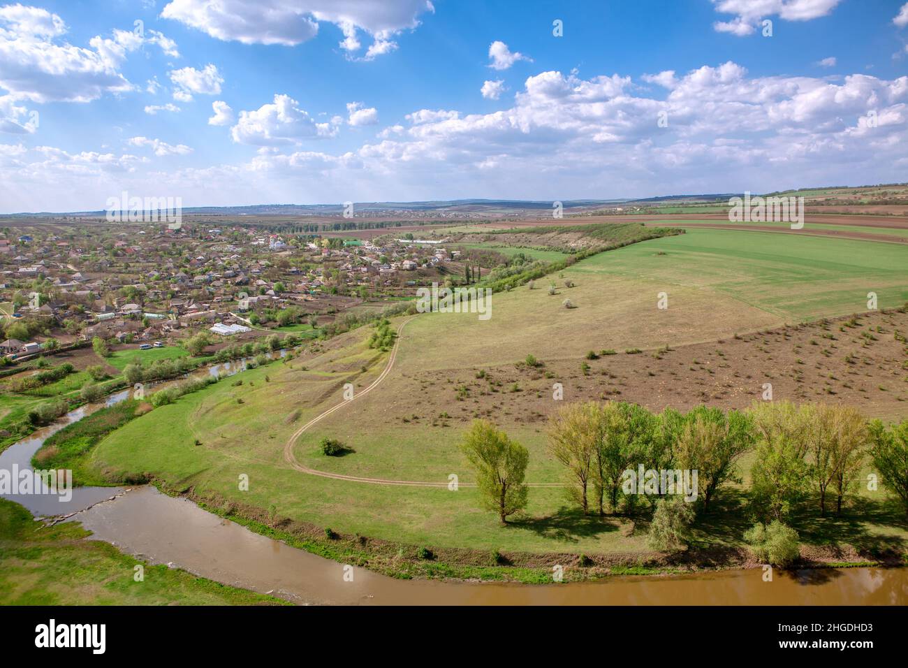 Traditional village located in Moldova . Rustic settlement situated at ...