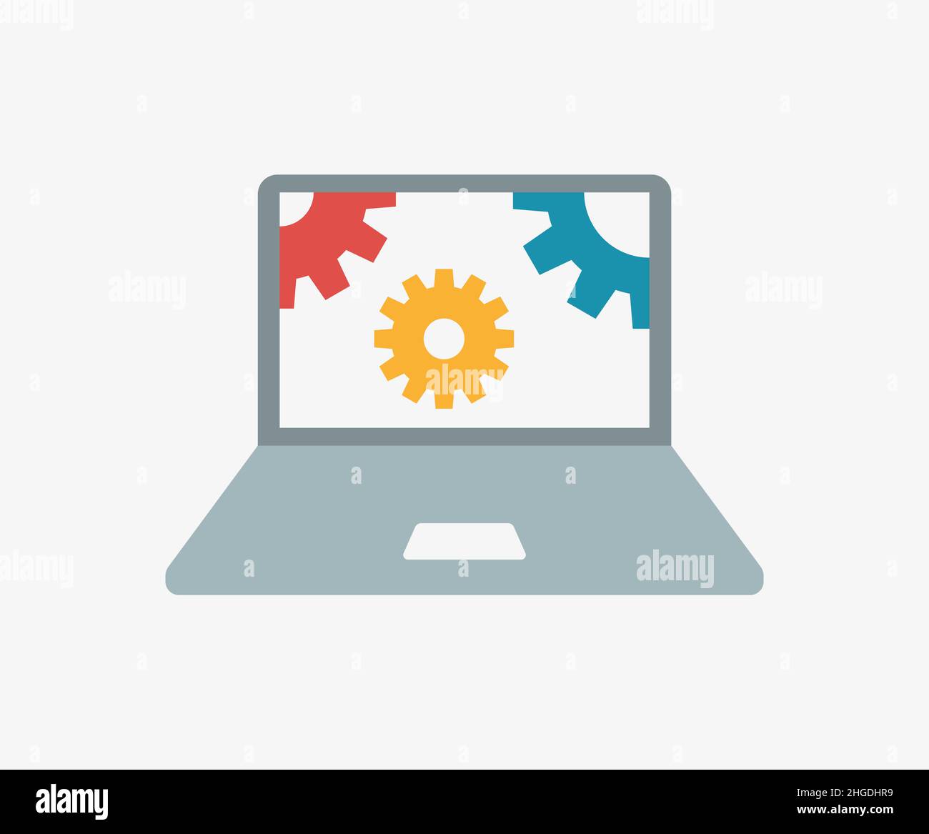 Automation vector icon. Laptop and gear pictogram Stock Vector Image ...