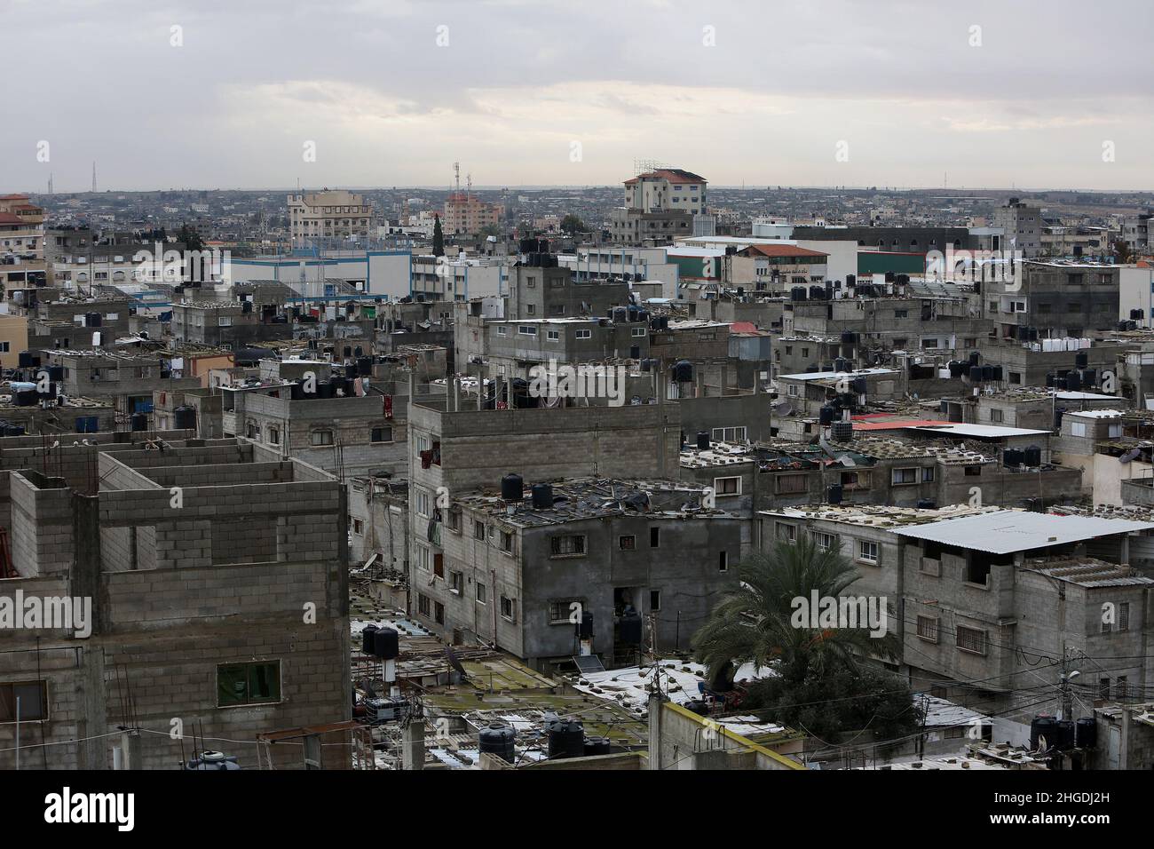 A general picture of Palestinian homes, while the sky is seen with ...