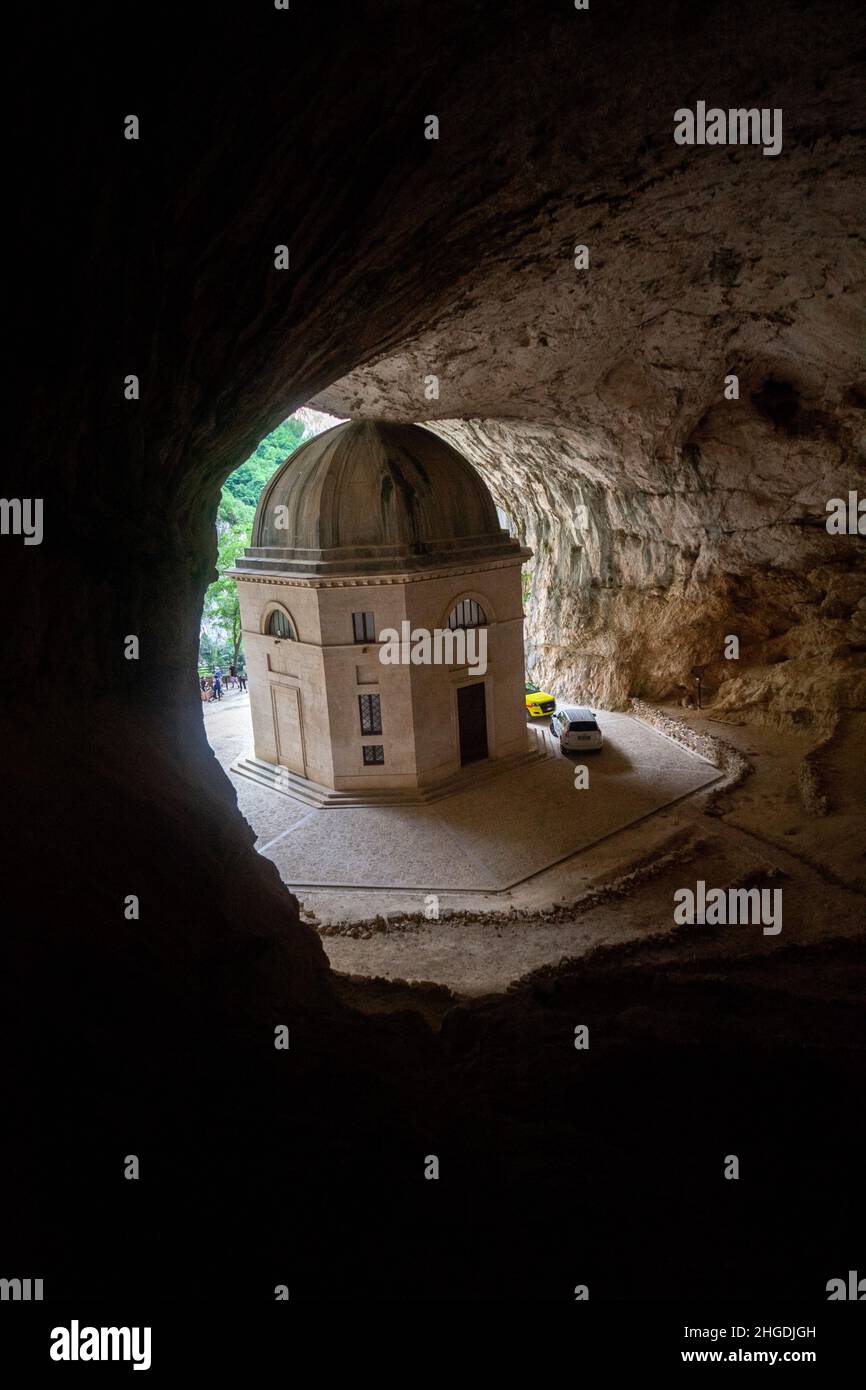 Temple of Valadier church near the Frasassi caves in Genga Italy Stock ...
