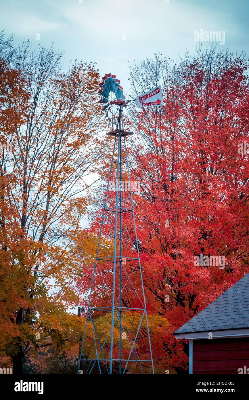 Windmill and weather vane at an orchard in the fall Stock Photo - Alamy