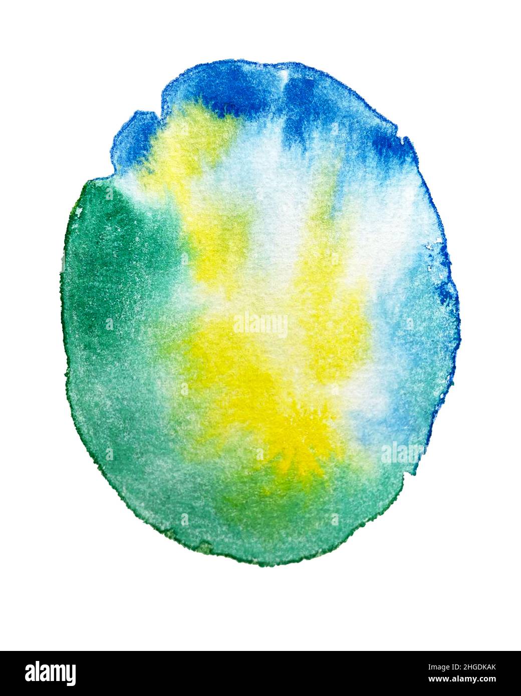 Spot watercolor decorative blue green yellow color overflows ...