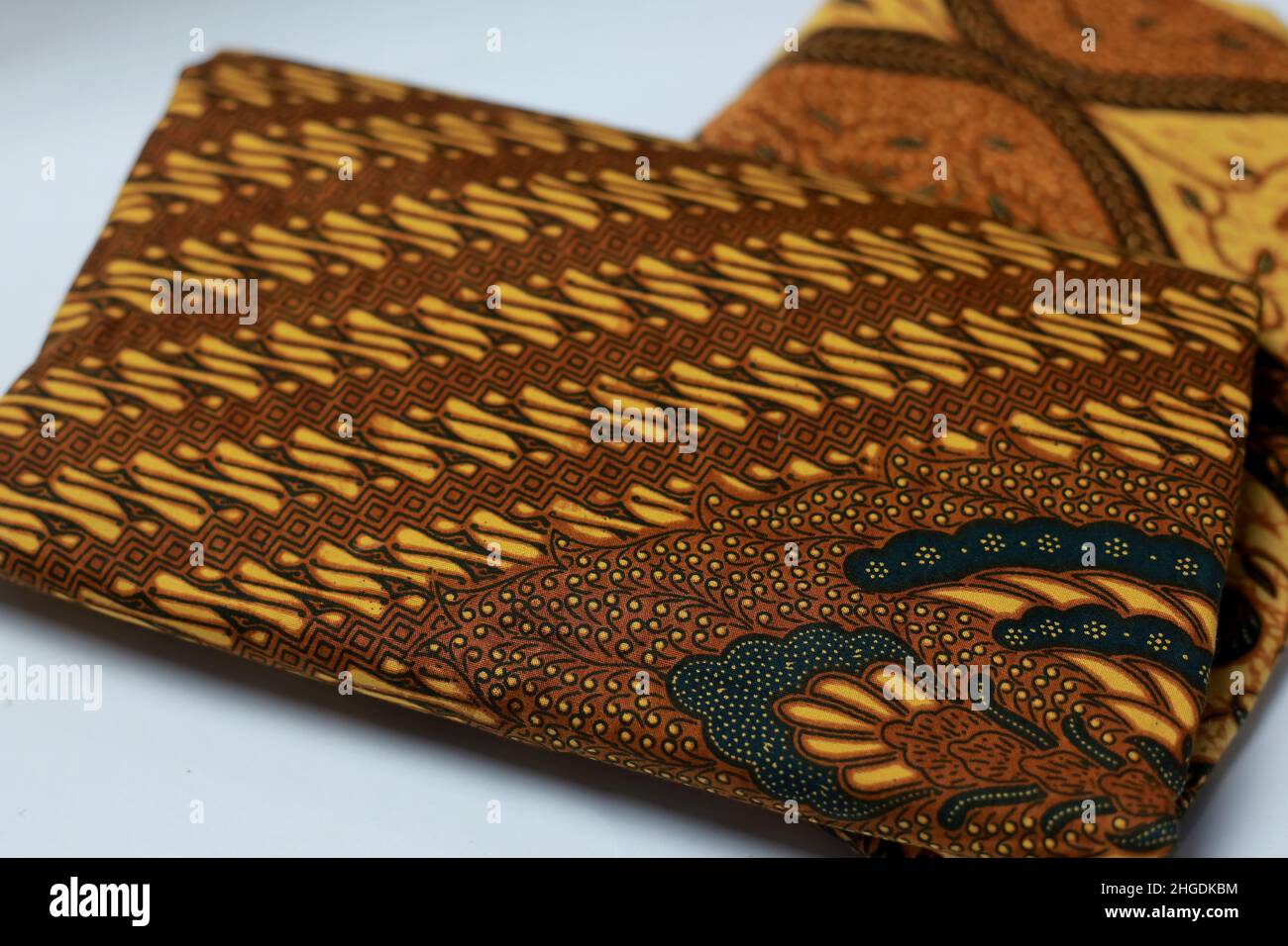 traditional Javanese batik sarong on a white background, one of the ...