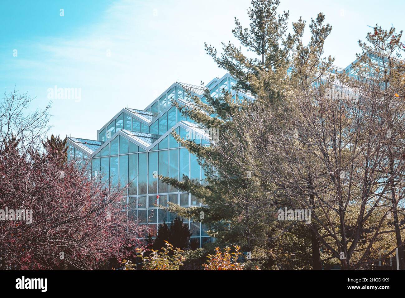 Autumn landscape of the greenhouse a the gardens Stock Photo - Alamy