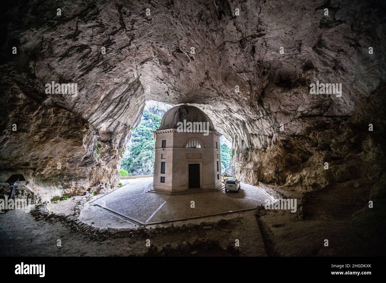 Temple of Valadier church near the Frasassi caves in Genga Italy Stock ...