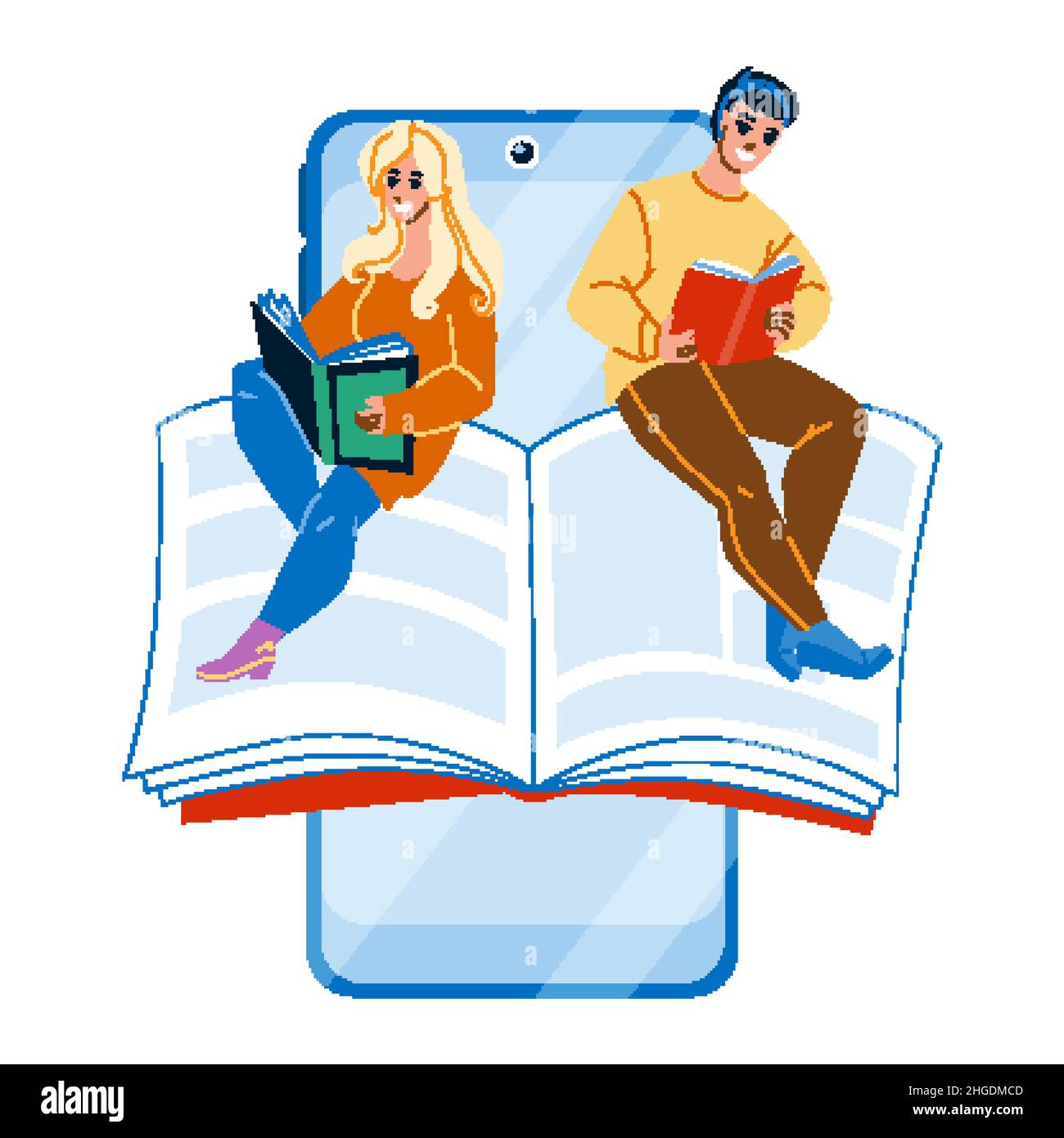 mobile reading vector Stock Vector Image & Art - Alamy