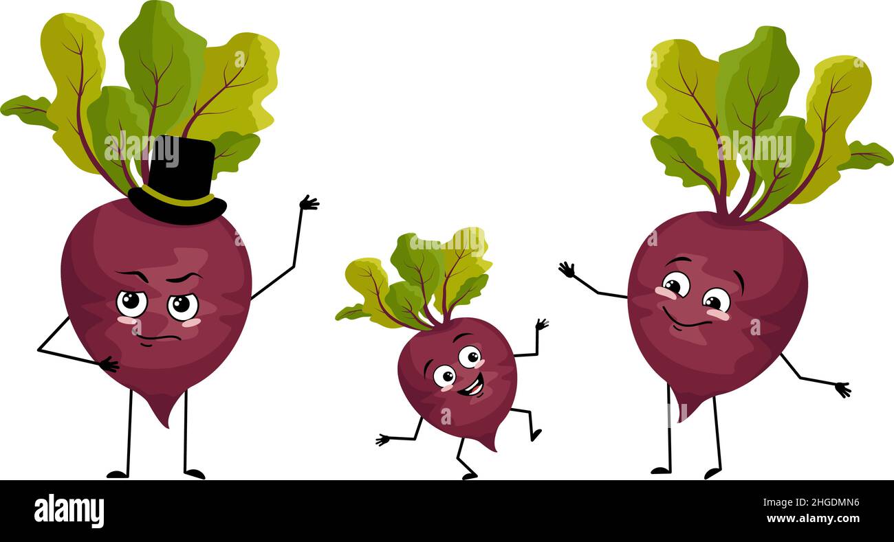 Family of beet vegetable characters with happy emotions, smile face ...