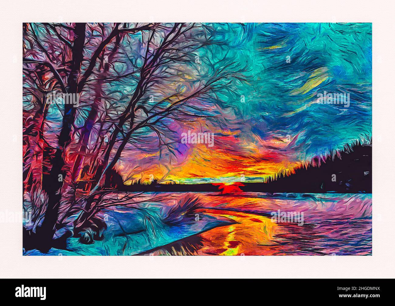 Nature Impressionism Painting Van Gogh Style Stock Photo - Alamy