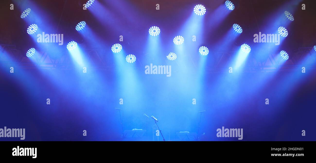 An empty stage - evoking anticipation. A stage at a music festival with ...
