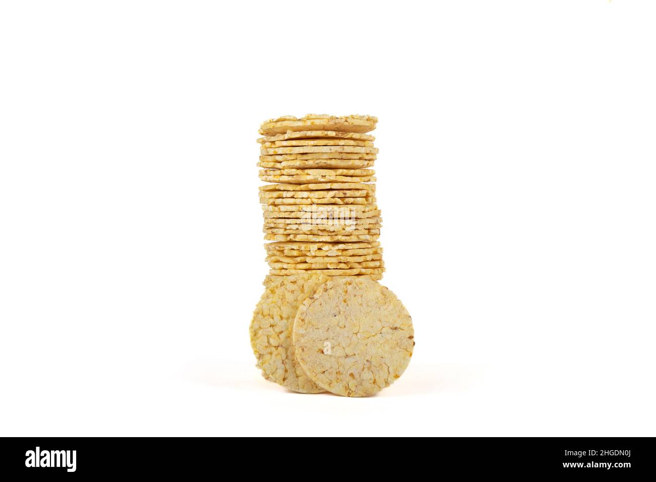 A stack of thin cornbread on a white background. Copy space Stock Photo ...