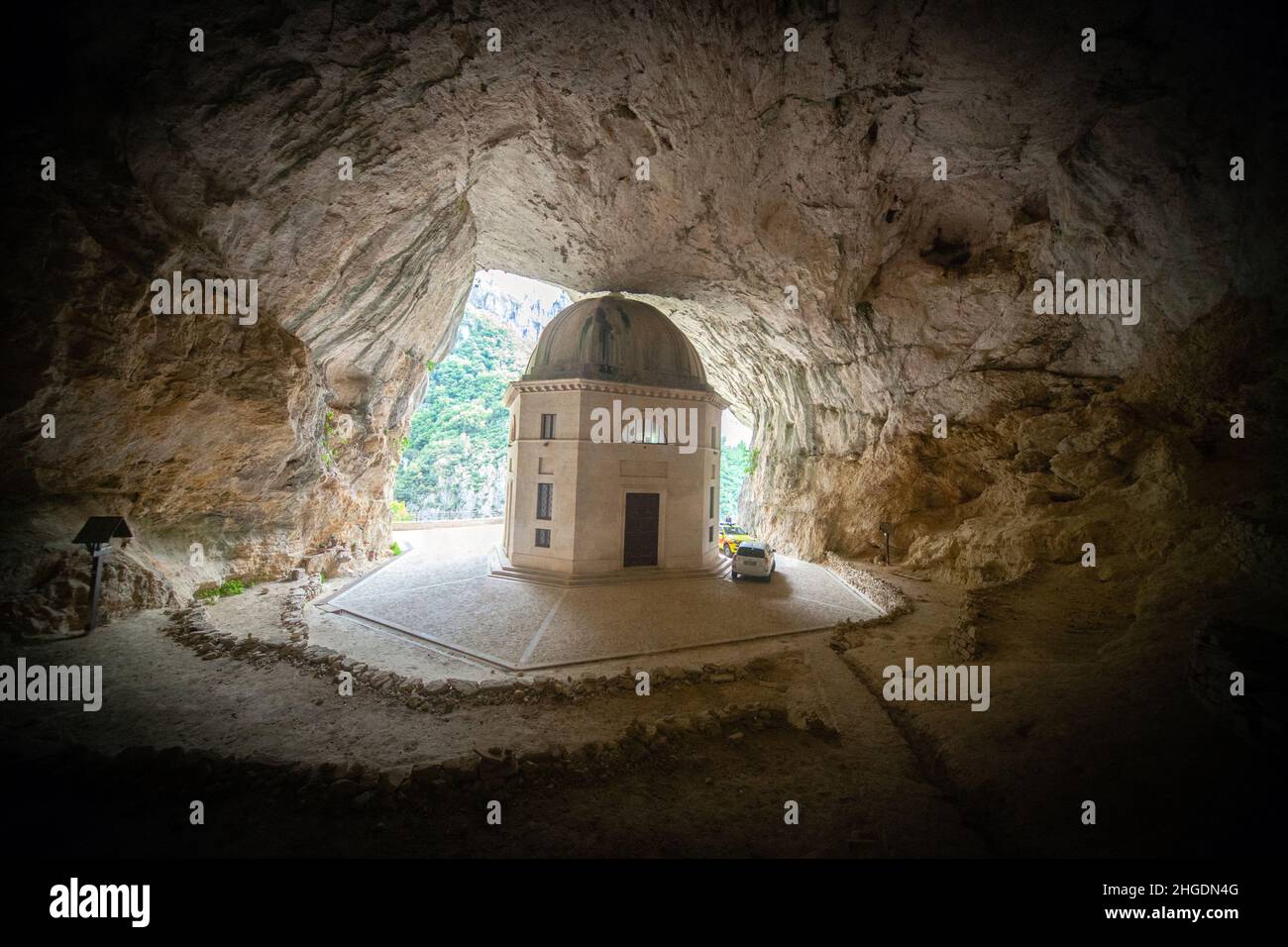 Temple of Valadier church near the Frasassi caves in Genga Italy Stock ...