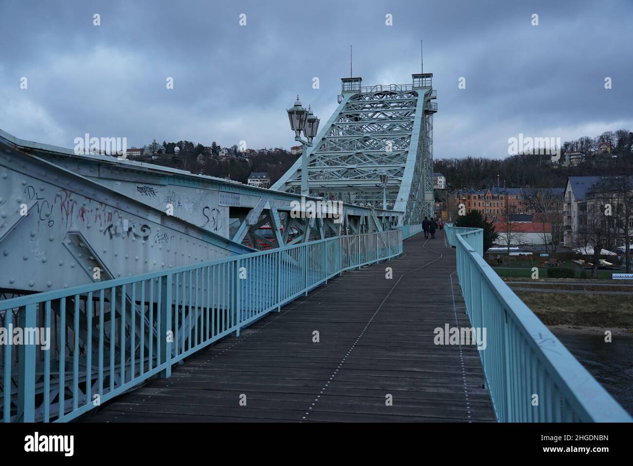 The Elbe Bridge, called the Blue Wonder, in Dresden Stock Photo - Alamy