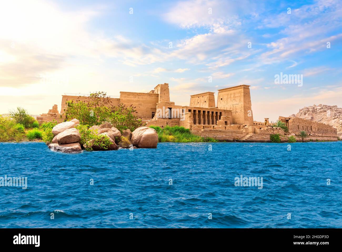 Agilkia Island of the Nile, view on the Philae Temple, Aswan, Egypt ...