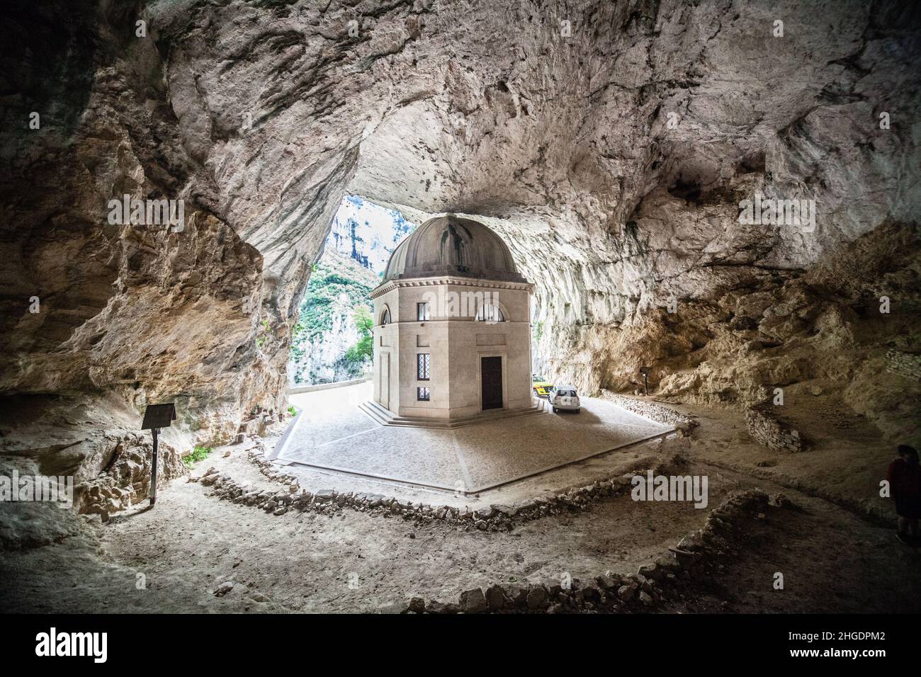 Temple of Valadier church near the Frasassi caves in Genga Italy Stock ...