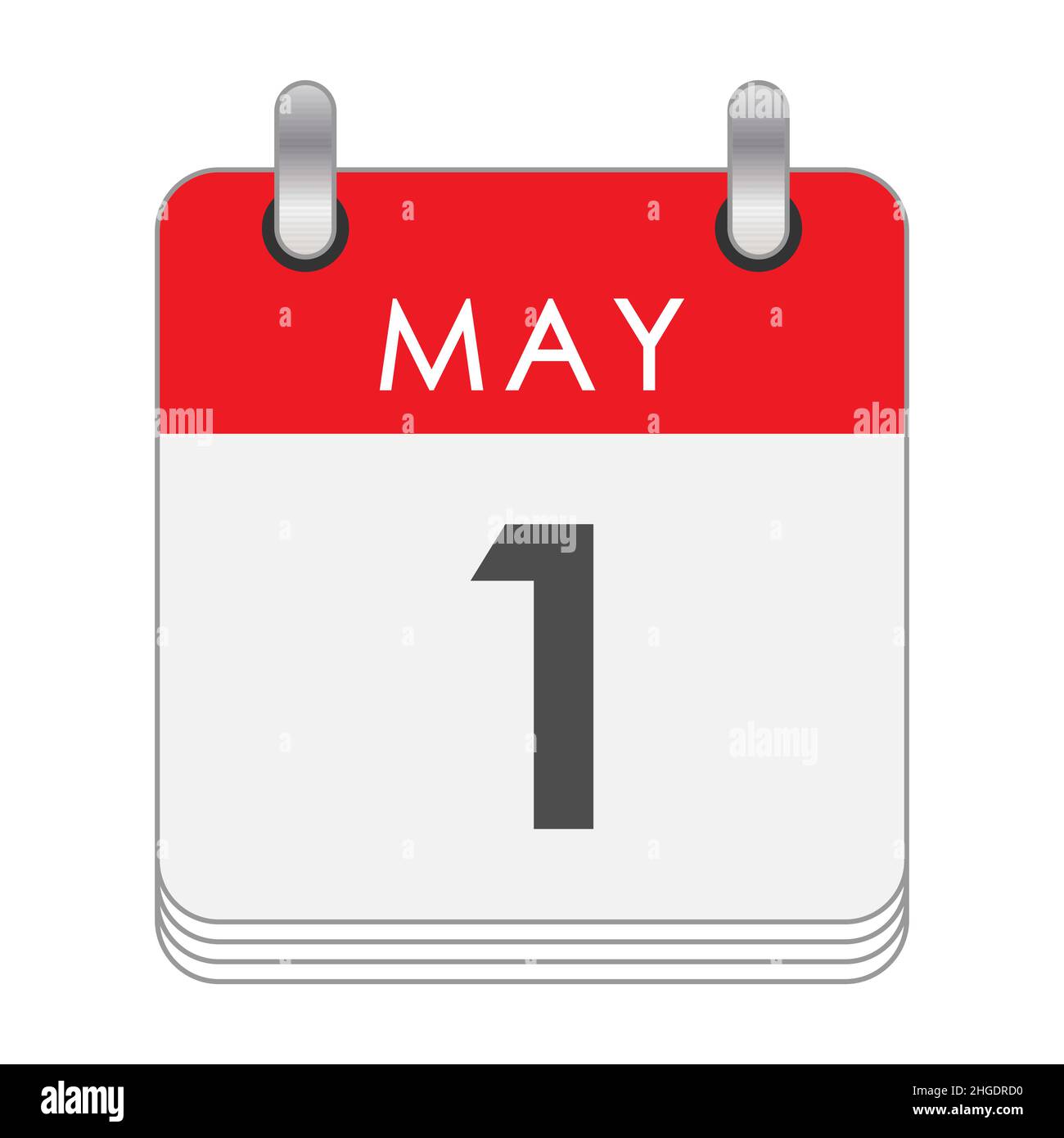 May 1. A leaf of the flip calendar with the date of May 1. Flat style ...