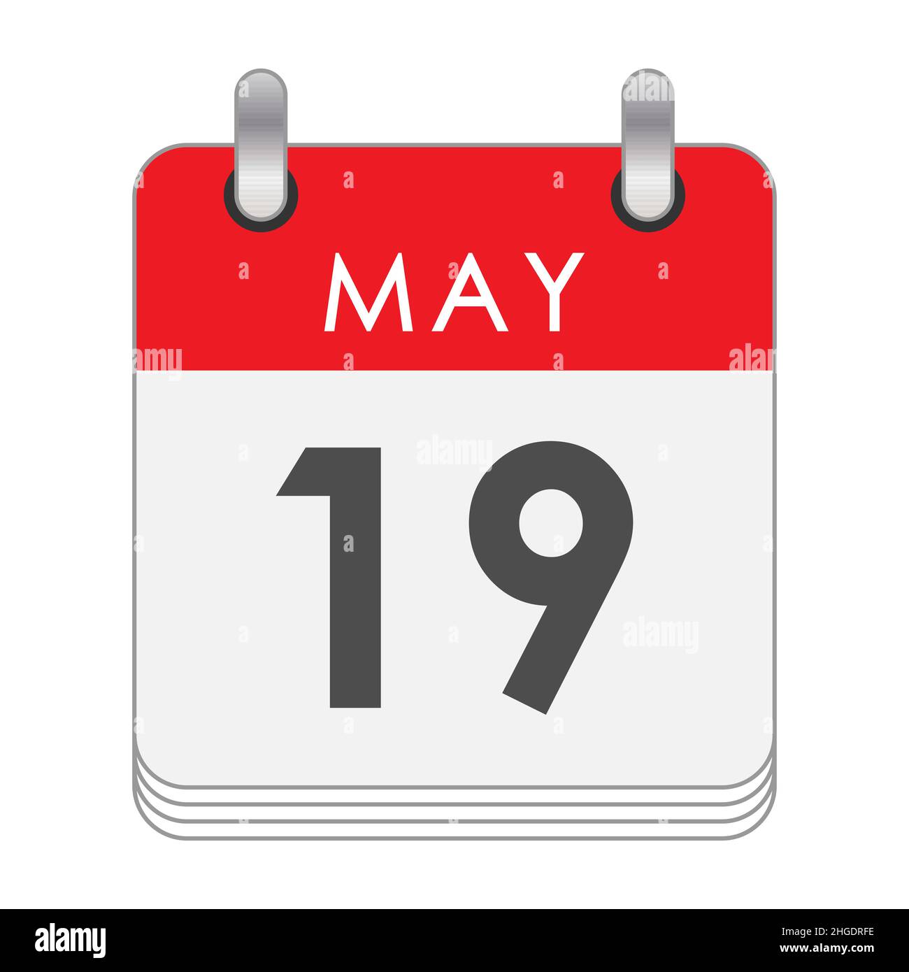 May 19. A leaf of the flip calendar with the date of May 19. Flat style ...