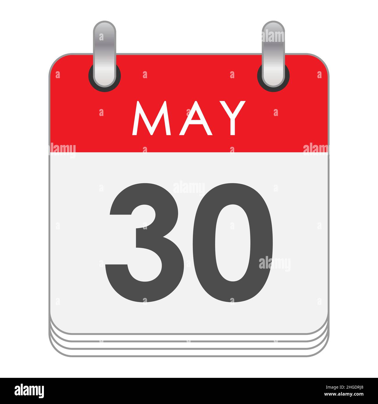 May 30. A leaf of the flip calendar with the date of May 30. Flat style ...