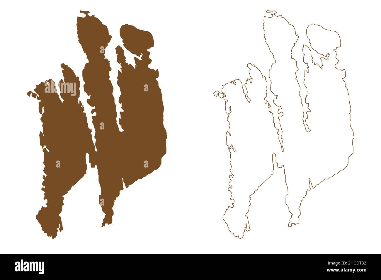 Sula island (Kingdom of Norway, Solund Archipelago) map vector ...