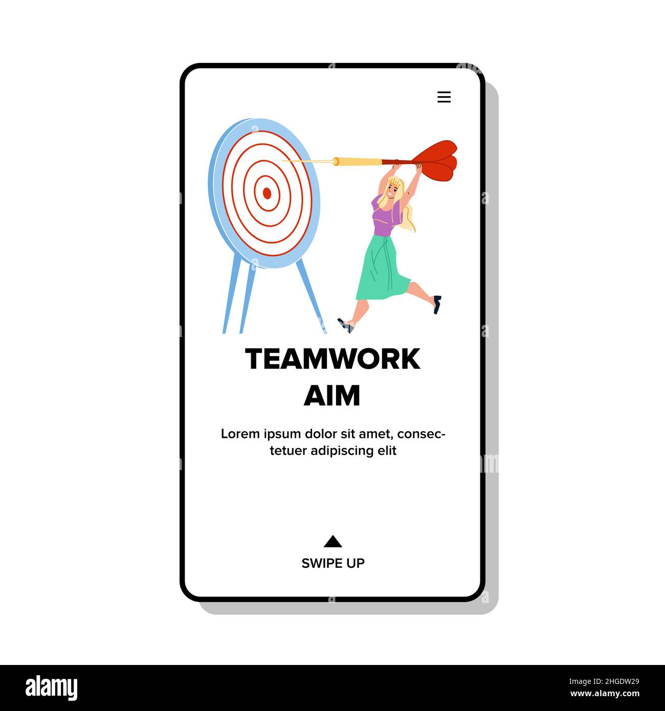 Teamwork Aim For Business Goal Achievement Vector Stock Vector Image ...