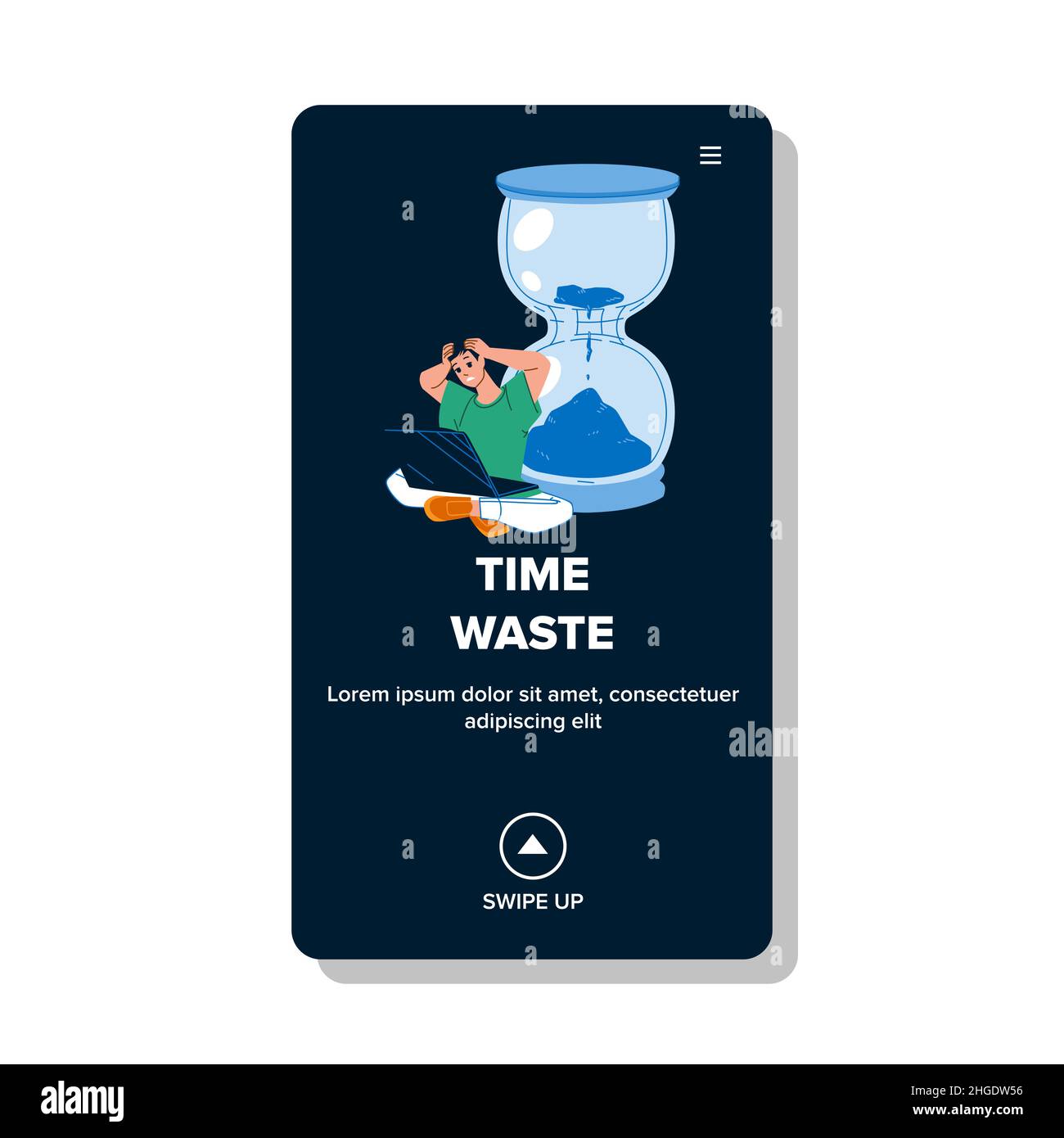 Time Waste Boy On Computer In Internet Vector Stock Vector Image & Art ...