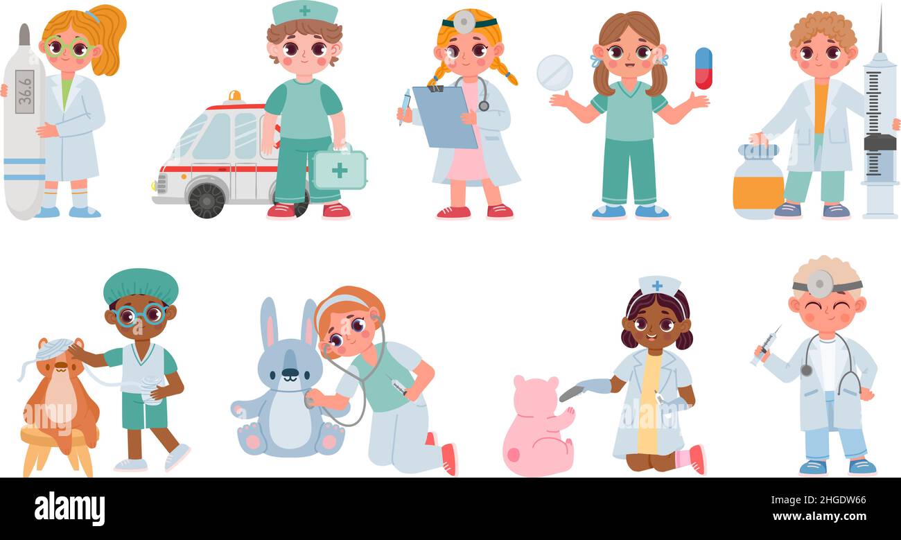 Boy girl nurse doctor play Stock Vector Images - Alamy