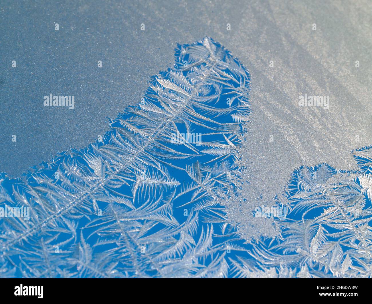 Frost crystal patterns on window pane Stock Photo - Alamy