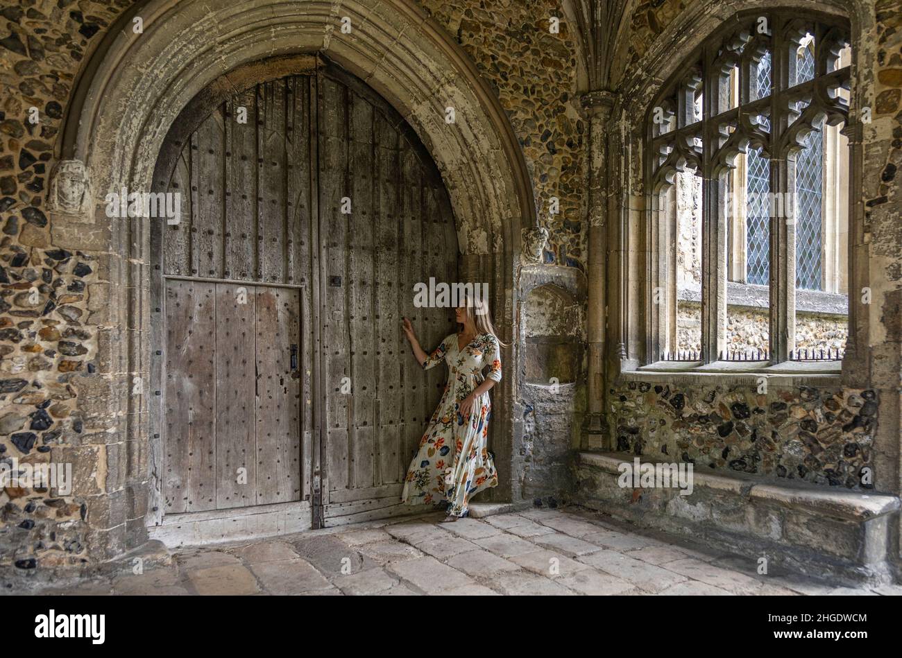 Massive wooden door, South facing porch, Thaxted Parish Church, Essex ...
