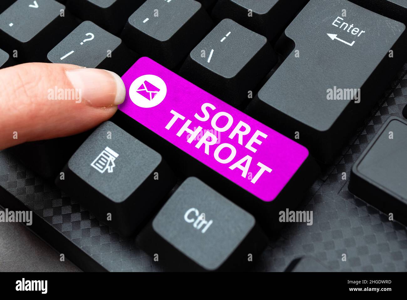 Text caption presenting Sore Throat, Word for Inflammation ot the ...