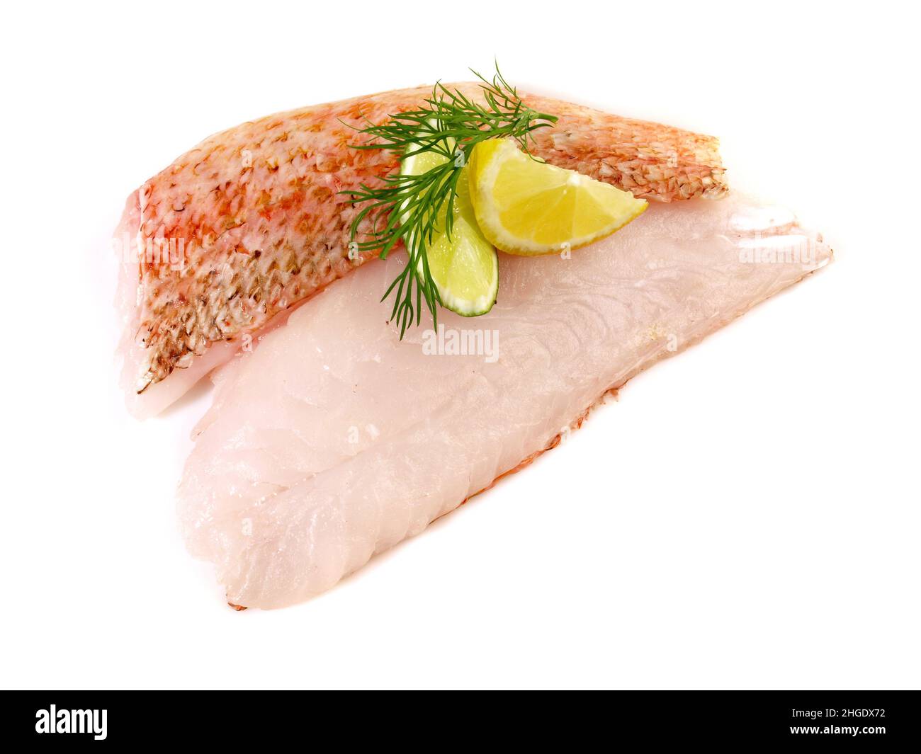 Red Dragon Head Fish Fillet isolated on white Background Stock Photo ...