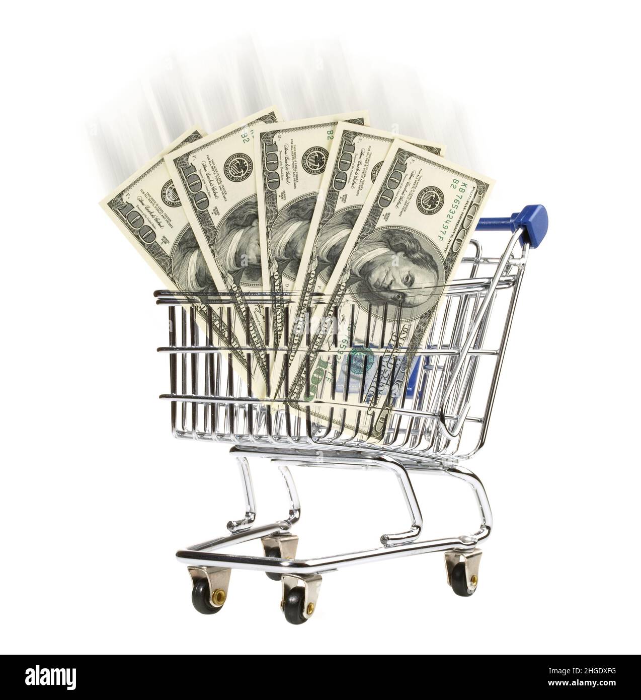 Shopping Cart with Money isolated on white Background - Dollar ...