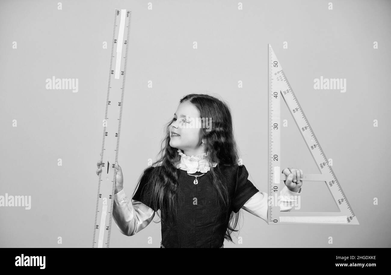 math lesson. Education and knowledge. small girl back to school. Pupil ...