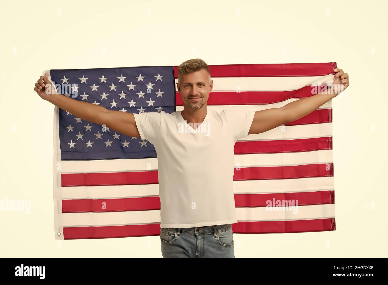 Anniversary of nations independence. Happy man celebrate Independence ...