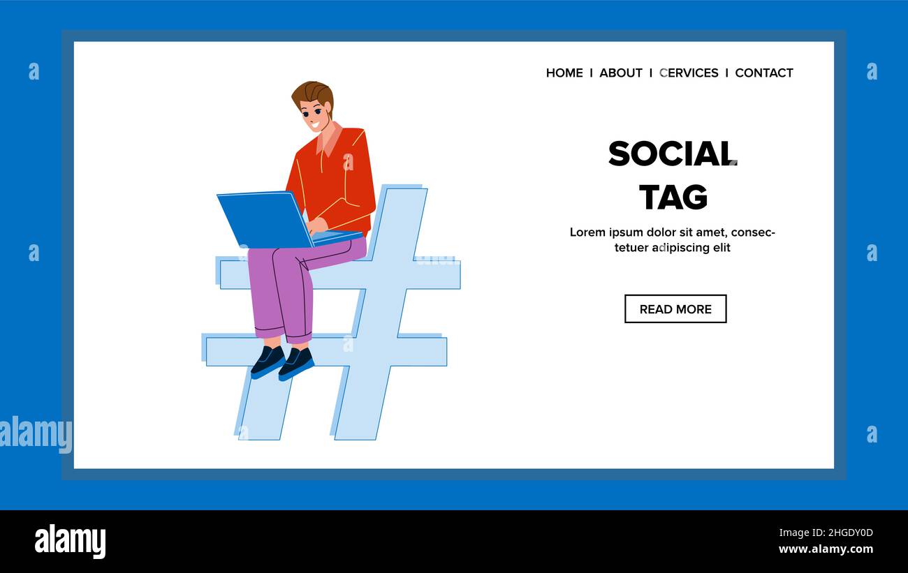 Social Tag Using Man For Searching Video Vector Stock Vector Image ...