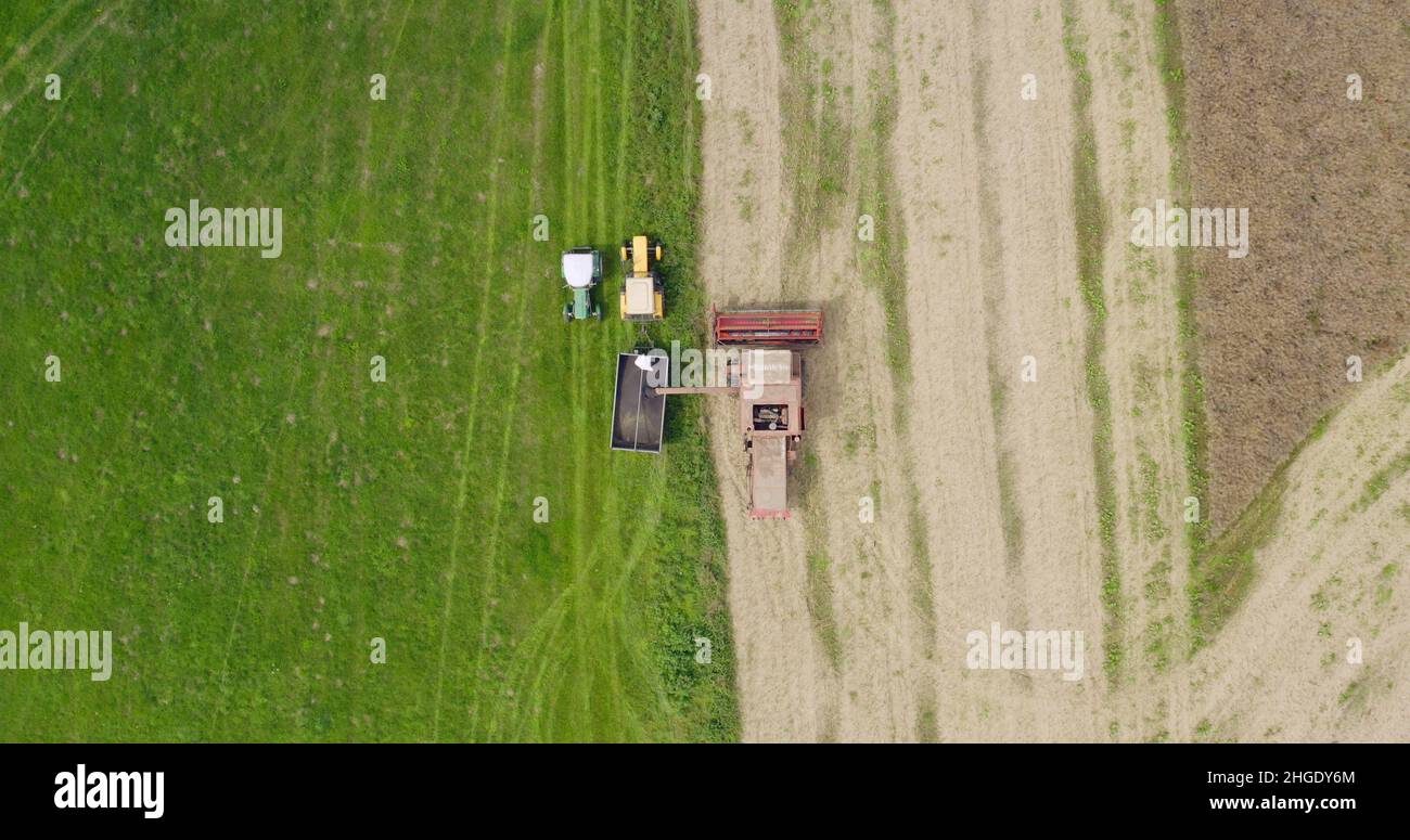 Agriculture Harvester Harvesting Field Aerial View Stock Photo - Alamy