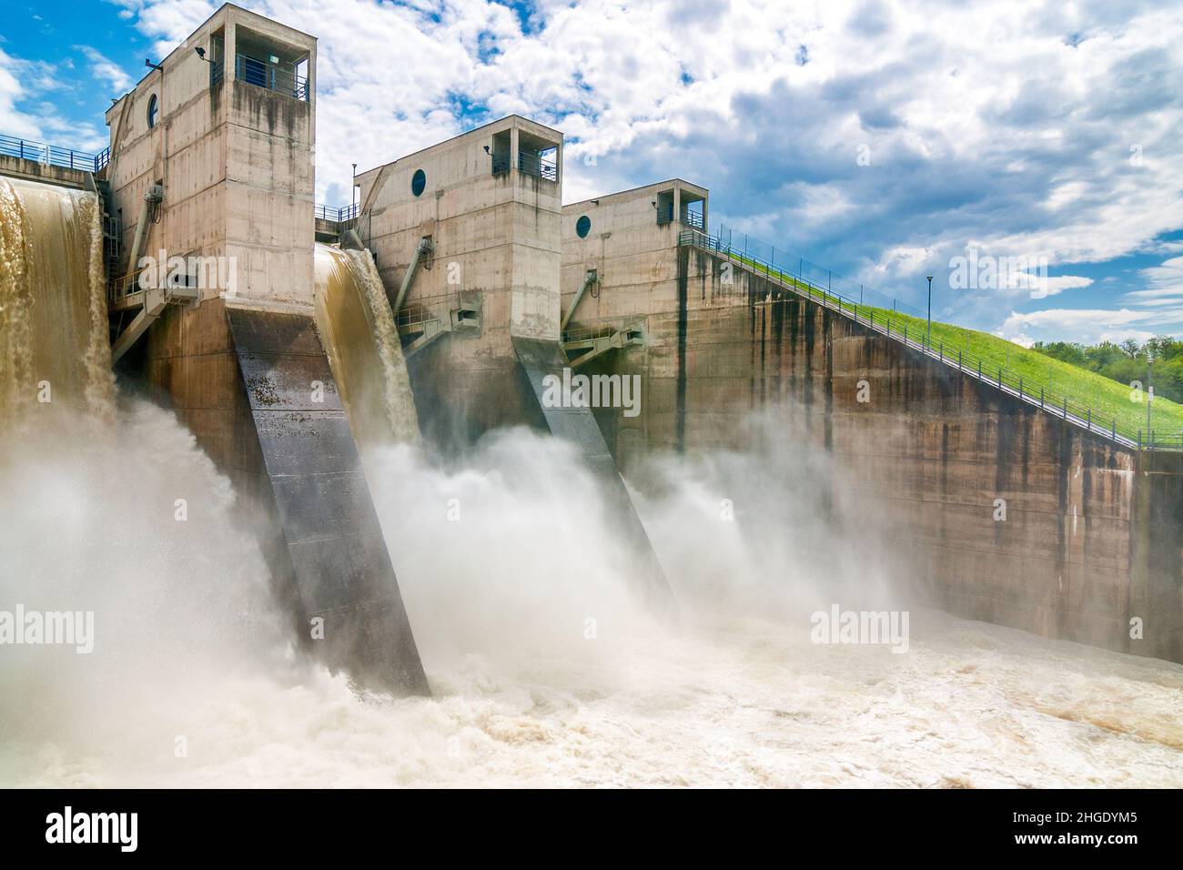 Draining water from the hydroelectric dam Stock Photo - Alamy