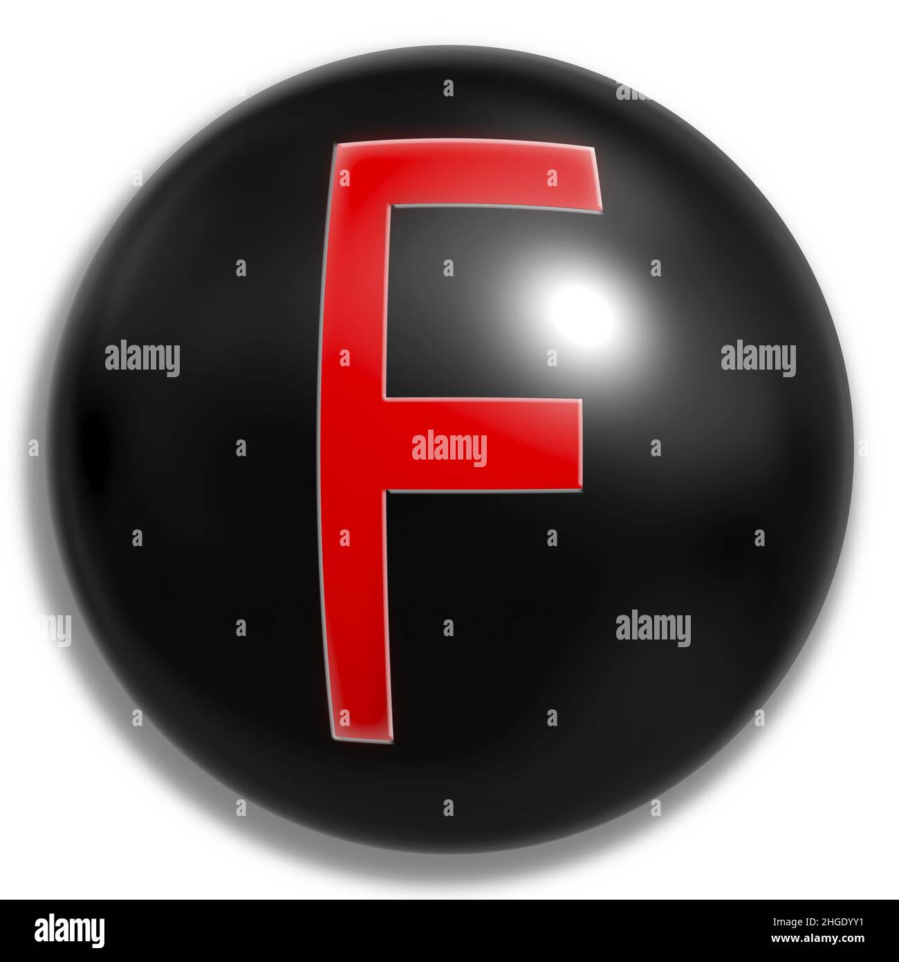 Monogram of uppercase character F , black ball Stock Photo - Alamy