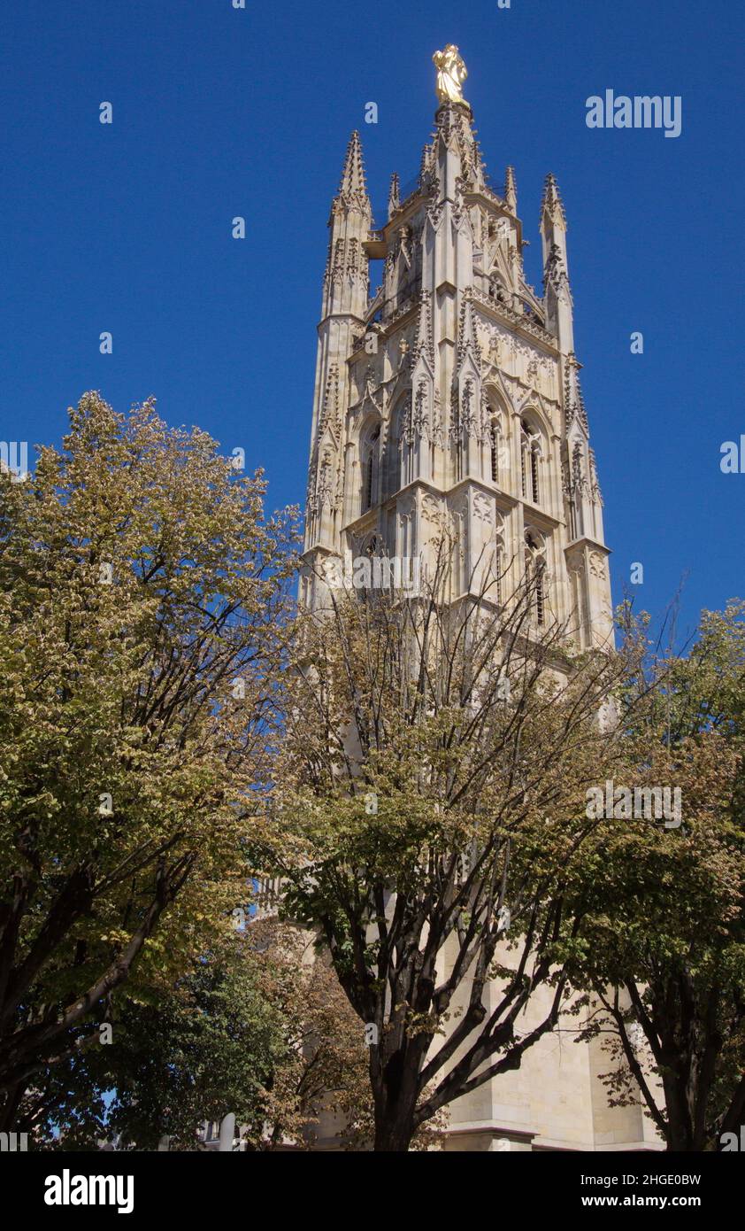 Tower Pey-Berland of the Cathedral Saint-Andre in Bordeaux,France Stock ...