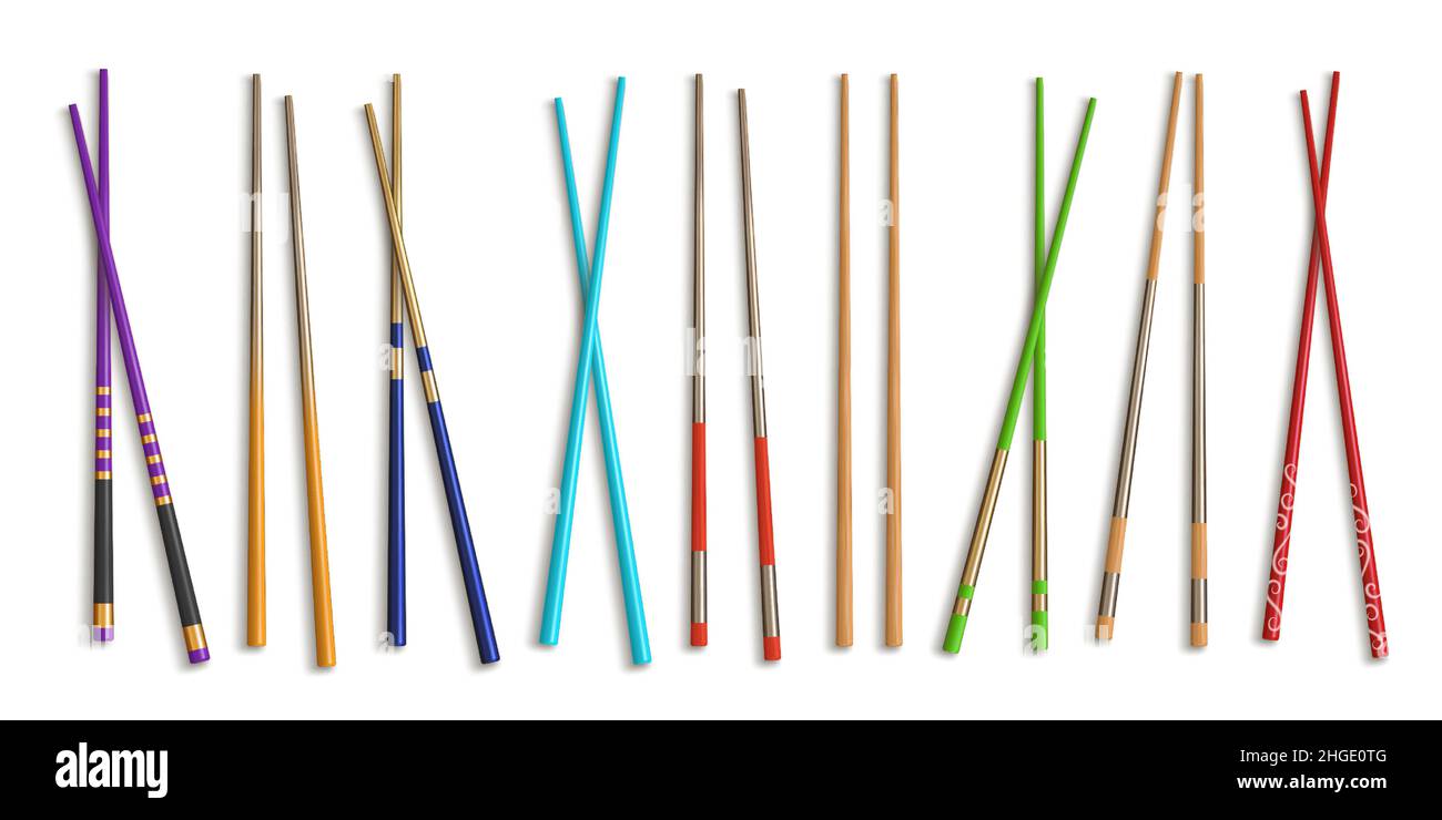 Realistic wooden chopstick designs for asian food, chinese utensils ...