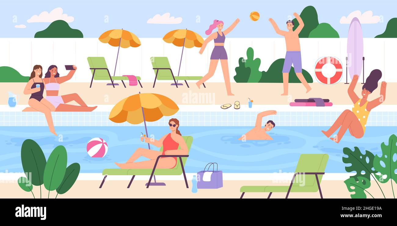 Cartoon Beach Party Scene