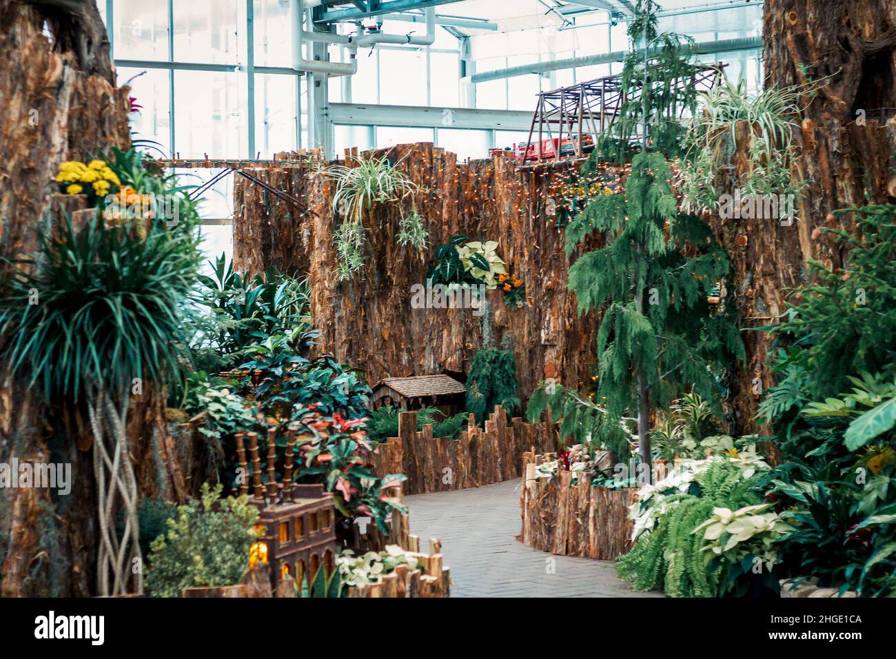 Large scale train display in a greenhouse Stock Photo - Alamy