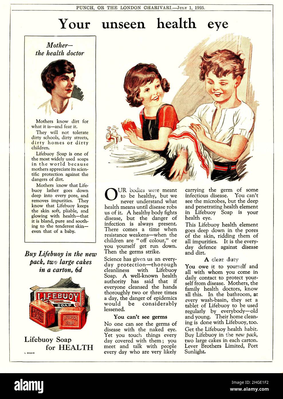 A vintage LIfebuoy soap advert from Punch Magazine 1925 Stock Photo - Alamy