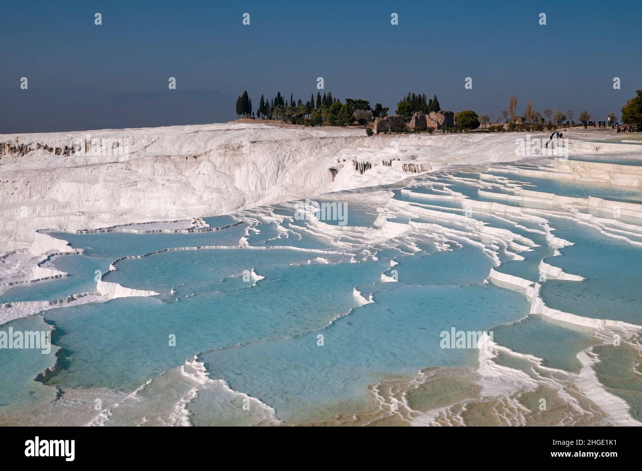 Travertine Terrace Formations at Pamukkale town in Denizli Province of ...