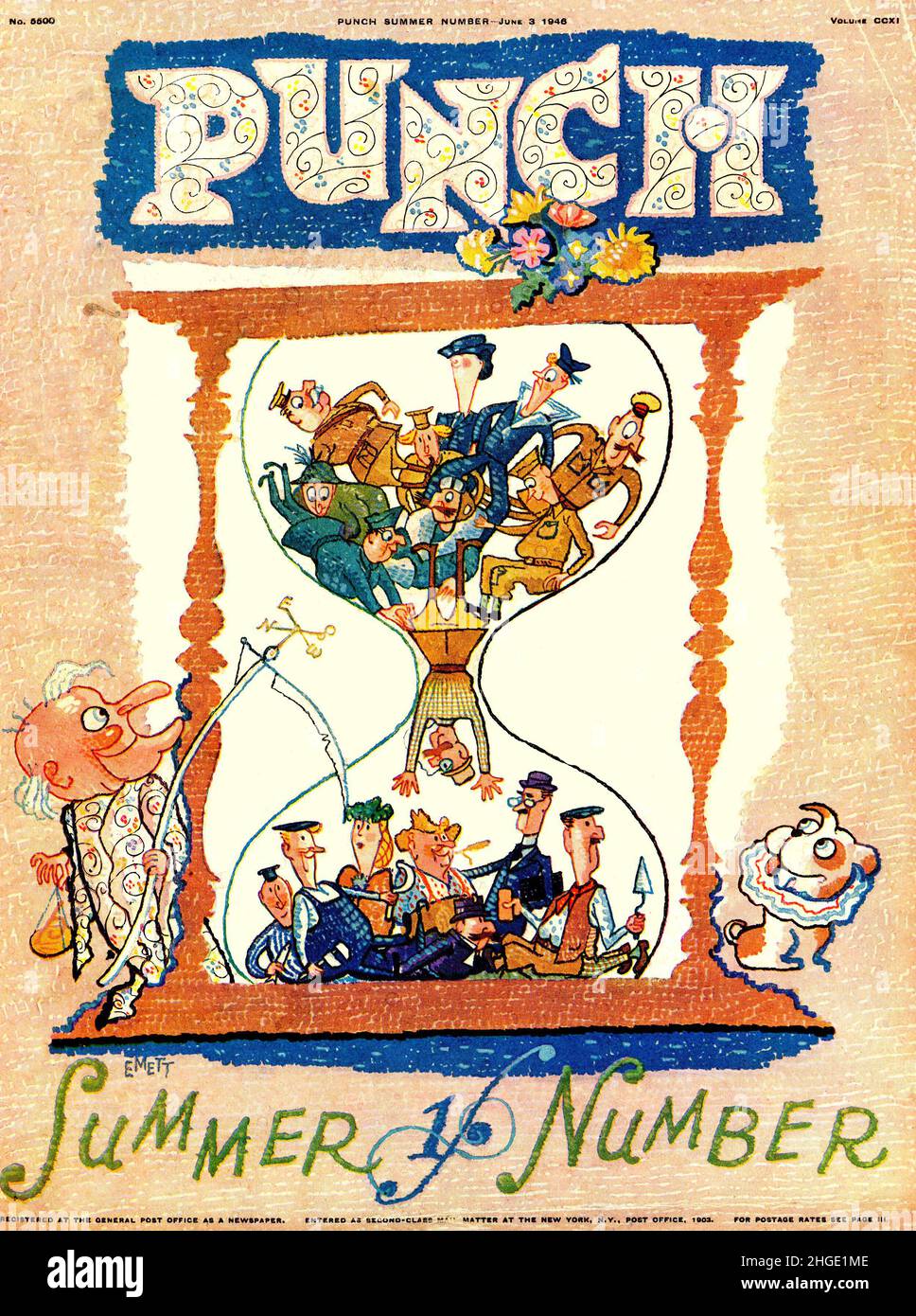 Vintage cover of the satirical Punch Magazine summer number 1946 Stock ...